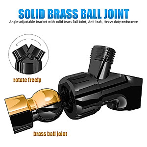 Handheld Shower Head, WASSERN High Pressure 6 Setting Rainfall Massage Water Saving Trickle Pause Extra Long 80'' Stainless Steel Hose Adjustable Bracket Brass Ball Joint 5.2'' Matte Black