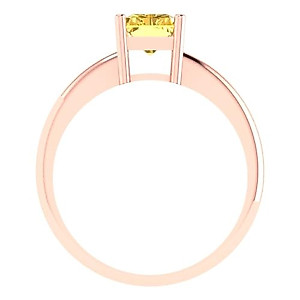 Clara Pucci 1.75ct Radiant Cut Custom Engraving Natural Citrine Engagement Wedding Solitaire W/Accent Ring 18K Rose Gold Size 3.5