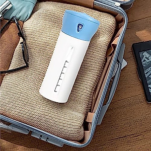 Harewu 4 in 1 Travel Liquid Dispenser Container, Portable Travel Leak Proof Container with 4 Liquid Dispensing Bottles.for Toiletries, Shampoo,Conditioner,Lotion,Shower Gel, Cosmetics (Blue)