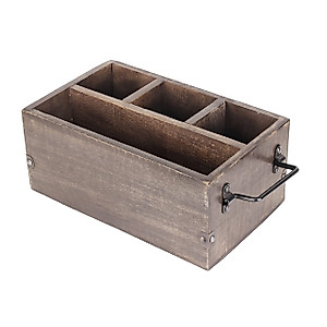 ARTISENIA Mother's Day Gifts Wooden Kitchen Utensil Holder With 4 Compartments Wood Utensil Organizer for Cutlery, Napkins, Cups Caddy Organizer