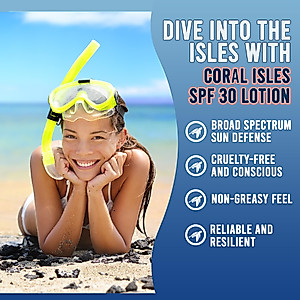 Coral Isles Sunscreen SPF 30 | Hawaii Compliant as Reef Safe | Octinoxate & Oxybenzone Free | Broad Spectrum UVA/UVB Protection | Water Resistant 80 Min. | Fragrance Free | 6 Fl Oz (Pack of 1))