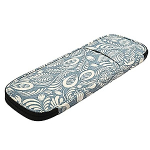 Katech Knitting Needles Case Portable Travel Crochet Hooks Storage Bag Organizer Empty Zipper Bags with Transparent Pocket and Holder Slots for Carrying Crochet Accessories and Knitting Needles (Blue)