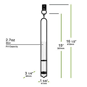 Couronne Co. Florence Hanging Pendant Tube Vase with Wall Hook, M044-001, 16.5 Inch Tall, 2.7 Ounce Capacity, Clear, 1 Piece