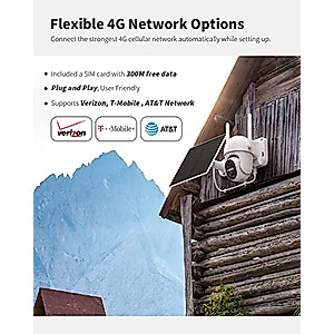 Ebitcam 4G LTE Cellular Security Camera Include SD&SIM Card(Verizon AT&T T-Mobile), 2K Live View Solar Outdoor No WiFi Cameras with 360° PTZ Color Night Vision PIR Motion Alerts Two Way Talk Playback
