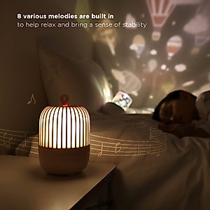 mooas Wonderland Rotating Projector Melody Nightlight (Pink), 360° Rotating Nightlight, Nightlight for Kids Baby Room, 4 Lighting Modes and 8 Melodies, 9 Theme Films, 1200mAh Rechargeable Battery