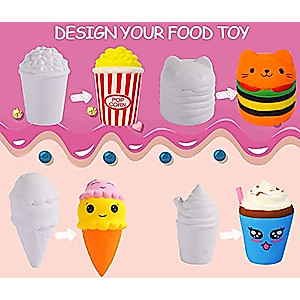 7Pcs Arts and Crafts for Girls, DIY Dessert Paint Your Own Squishies Kit! Gifts for Craft Lovers Kids Top Christmas Toys. Jumbo Slow Rise Squishies Stress Relief for Adult, with Decorating Stickers