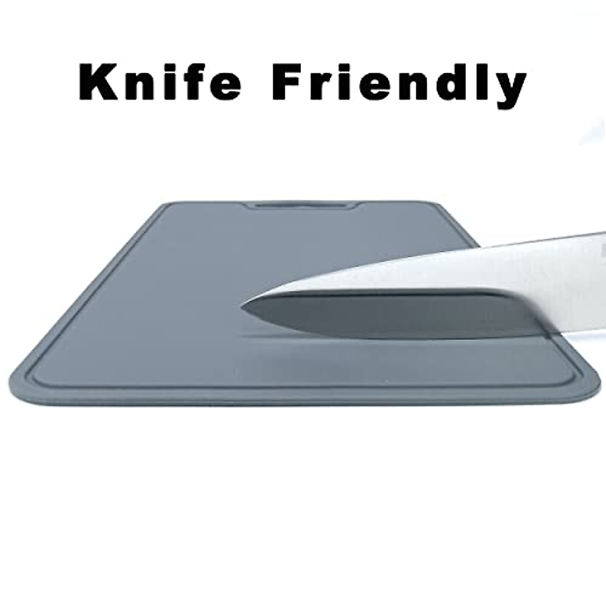 Jovely Premium Thick & Flexible Silicone Cutting Mat, BPA Free, Knife Friendly, Non-Toxic, Anti-Slip, Dishwasher Safe, Space Saving, Easy Grip Handle, Ergonomic Design, Chopping Board (Grey, Medium)