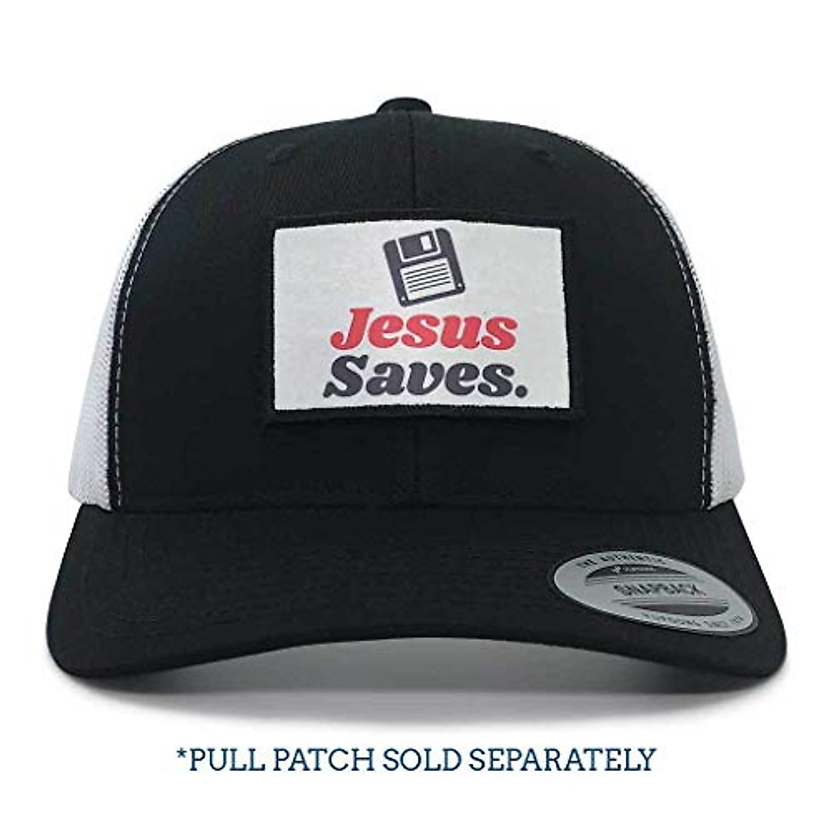Pull Patch Curved Bill Snapback Trucker Hat | Black & White Tactical Cap | 2x3 in Loop Surface to Attach Morale Patches