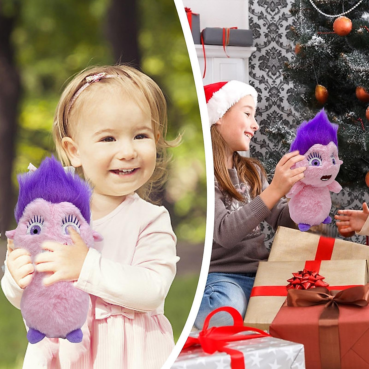 Furry Bibble Plushies, Purple Hair Kawaii Chubby Elf Plush Doll, Super Soft Hit Animated Movie Character Plush Toy, Creative Role Throw Pillow, Funny Cute Home Decor Collectibles Stuffed Toys-Pink