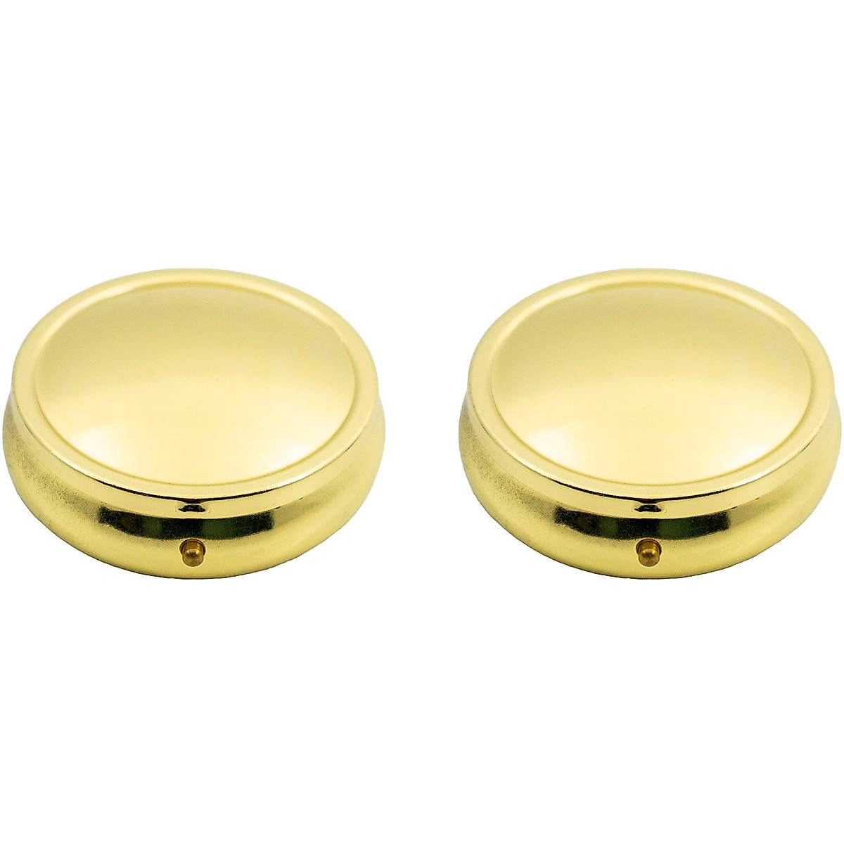 Set of 2 Circular Embossed Triple-Compartment Pocket Purse Pill Box & Organizer (Large Gold Curved)