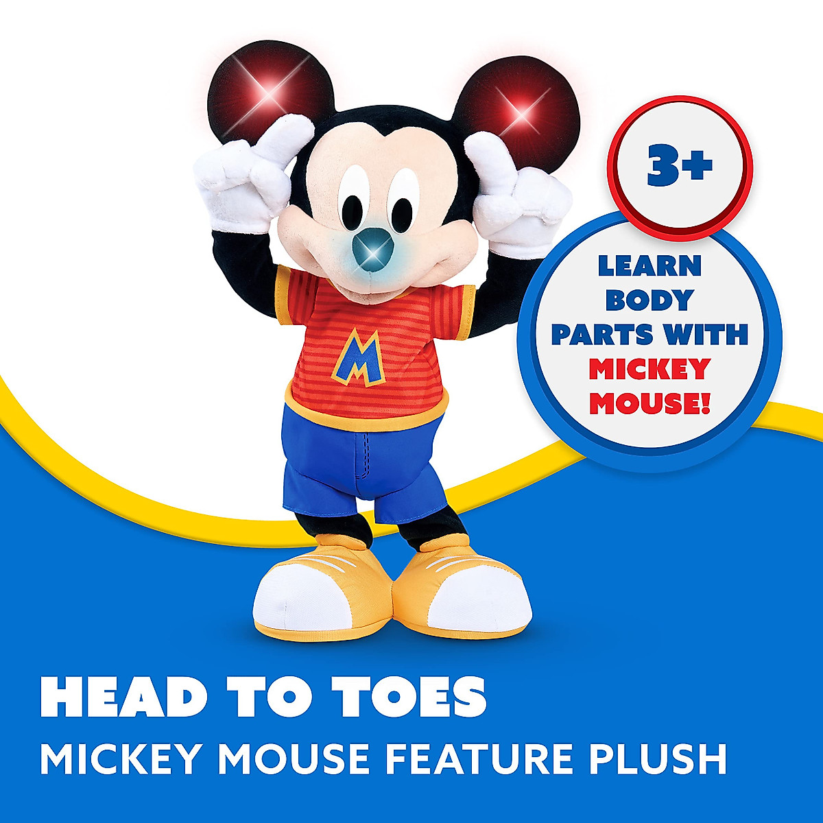 Disney Junior Mickey Mouse Head to Toes Plush with Motion, Sounds, Phrases, Officially Licensed Kids Toys for Ages 3 Up by Just Play