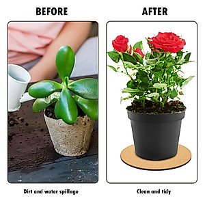 3 Pieces Cork Plant Mat Round Cork Plant Coasters DIY Cork Pad Plant Plate Pad for Gardening, Indoor and Outdoor Pots, DIY Craft Project (Nude and Black, 6 Inches, 8 Inches, 10 Inches)