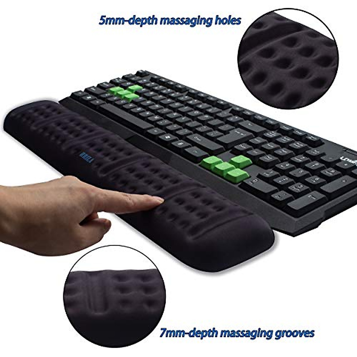 BRILA Upgraded Ergonomic Keyboard and Mouse Wrist Rest Support Cushion Pad Set - Comfy Soft Memory Foam Gel Padding & Non-Slip Palm/Hand/Wrist Pain Relief Rest Pad for Office Work, PC Gaming, Laptop