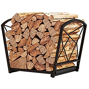 Fire Beauty Firewood Log Rack, Iron Wood Lumber Storage Holder for Fireplace, Heavy Duty Log Storage Bin for Firepit Stove Accessories