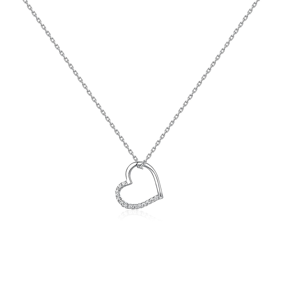 Raelyn&Bev. L'Amour Collection Jewelery, 18” +2” Heart Cubic Zirconia Pendant Necklace,Choker Necklaces For Women, Girls with Polishing Cloth, Velvet Drawstring Bag