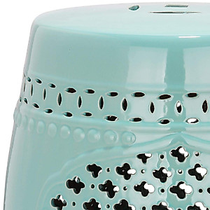 Safavieh Moroccan Quatrefoil Ceramic Decorative Garden Stool, White