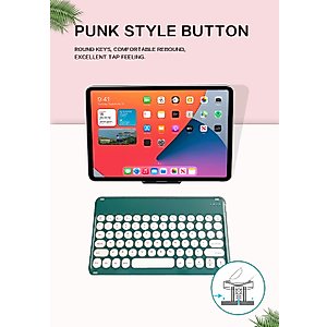 ElecMosWN Urtra Slim Bluetooth Keyboard for iPad Mac,Compact Rechargeable Wireless Keyboard for iPad,iPad Pro/Mini/Air,iPhone,MacBook,Windows Laptop Surface Pro Android Tablet Smartphone(Green)