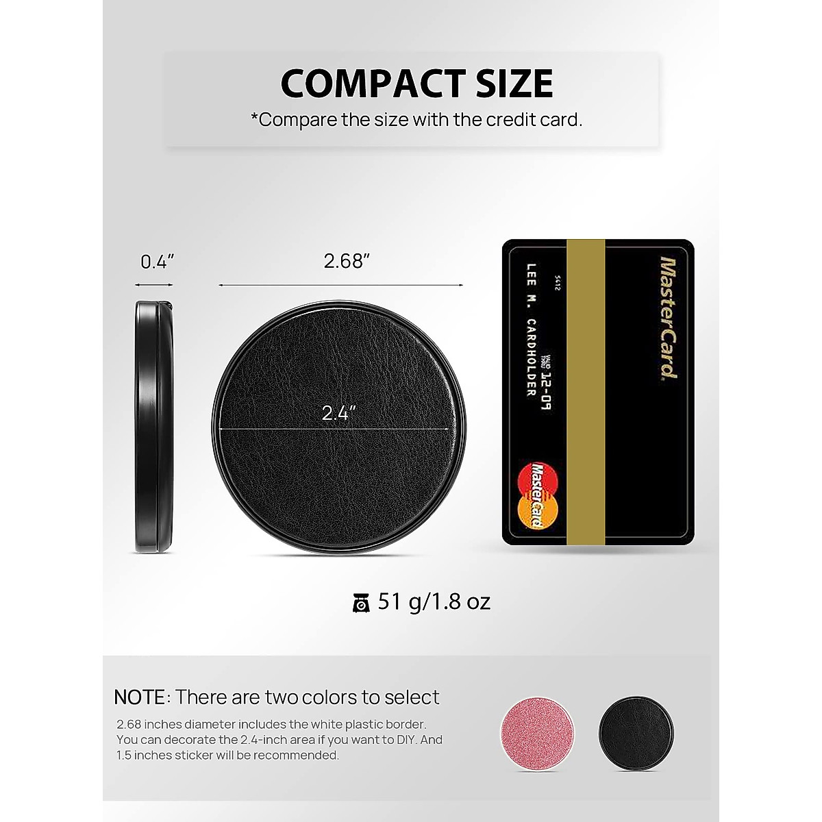 Getinbulk Compact Mirror Bulk, Set of 12 Double-Sided 1X/3X Magnifying PU Leather Round (Black, 2.7inch Diameter)