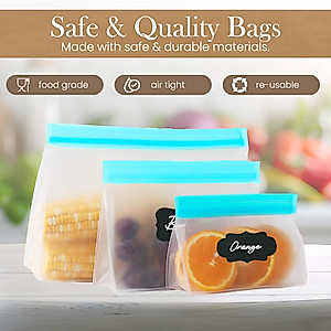 Bamboo Bag Storage Organizer + Bonus: 5 Reusable Bags and Labeling Stickers - Food Kitchen Pantry Holder for Bags, Baggies, and Storage Drawers