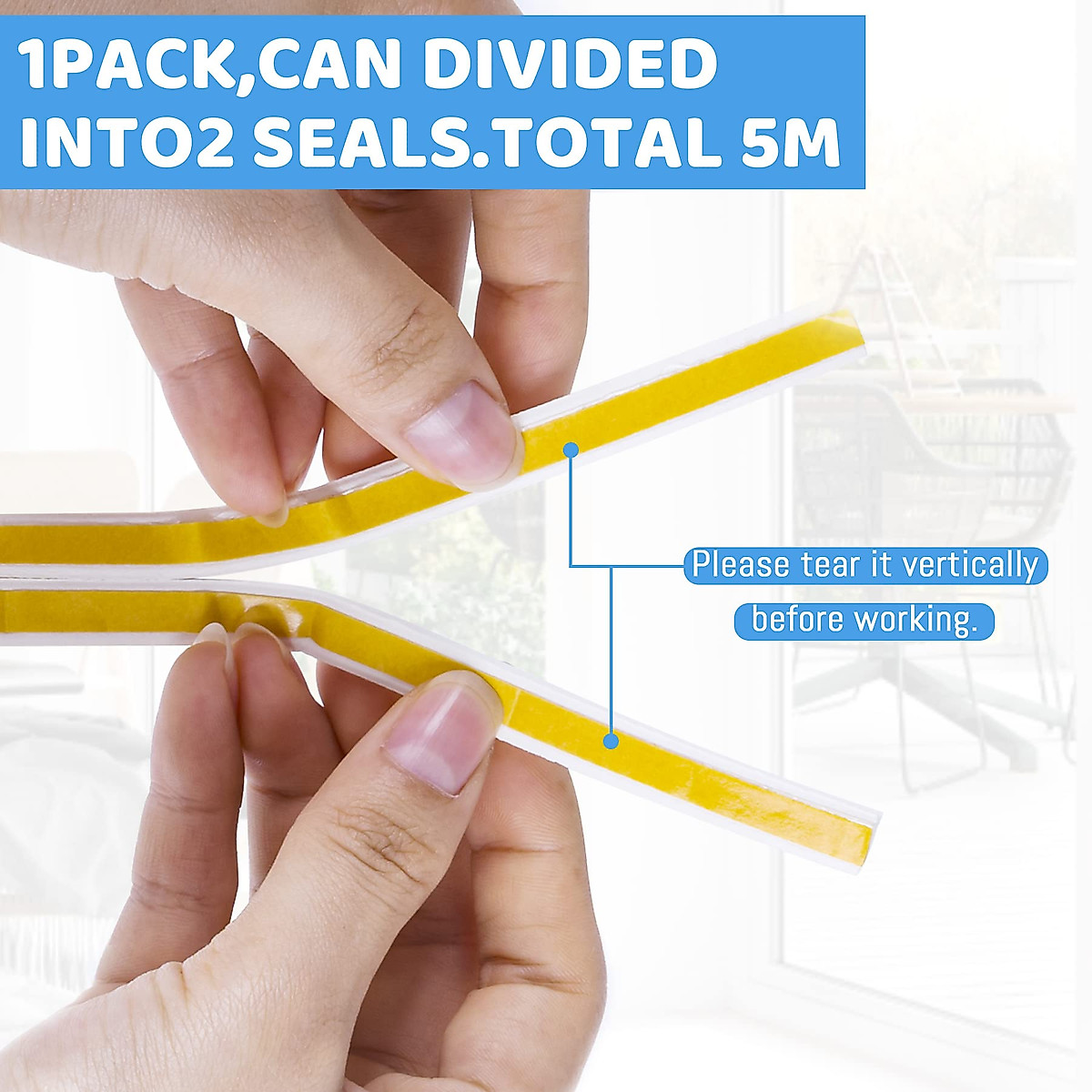 CloudBuyer Door & Window Weather Stripping, Soundproof Insulation Seal Strip with Self-Adhesive Rubber Collision Protection, 16.5 Ft (White)
