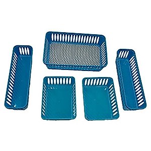 JAVA 10 Piece Assorted Size Organizing Storage Bin Baskets Set (Turquoise)