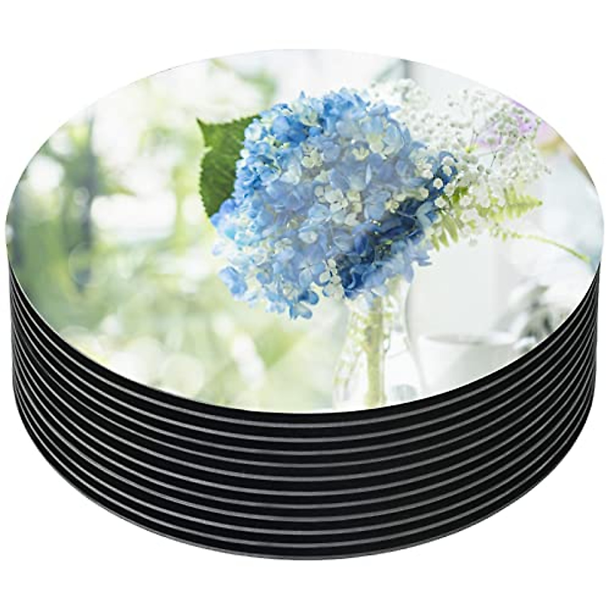 Coo-Drill 12" Round Mirror Plates, Mercuried Mirror Centerpieces 2mm, Circle Mirror Candle Plates for Table Centerpieces &Wedding Decorations & Baby Shower Party&Christmas Decorations,12pack