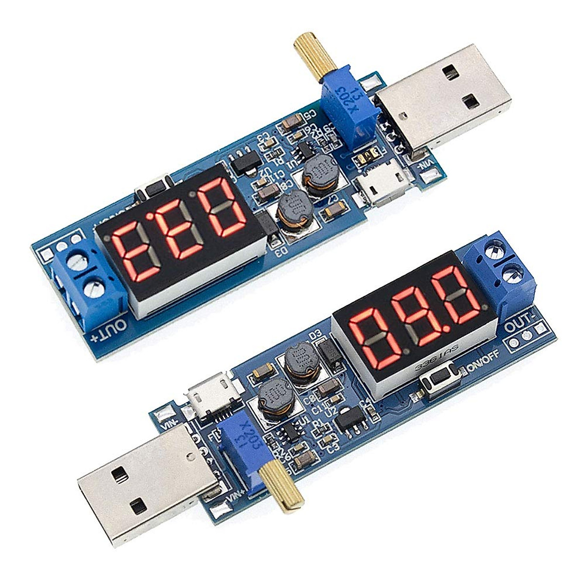 ALAMSCN 2PCS USB Buck Boost Converter Adjustable Step UP Step Down Power Supply Module Voltage Regulator DC-DC 5V to 3.3V 9V 12V 18V 24V
