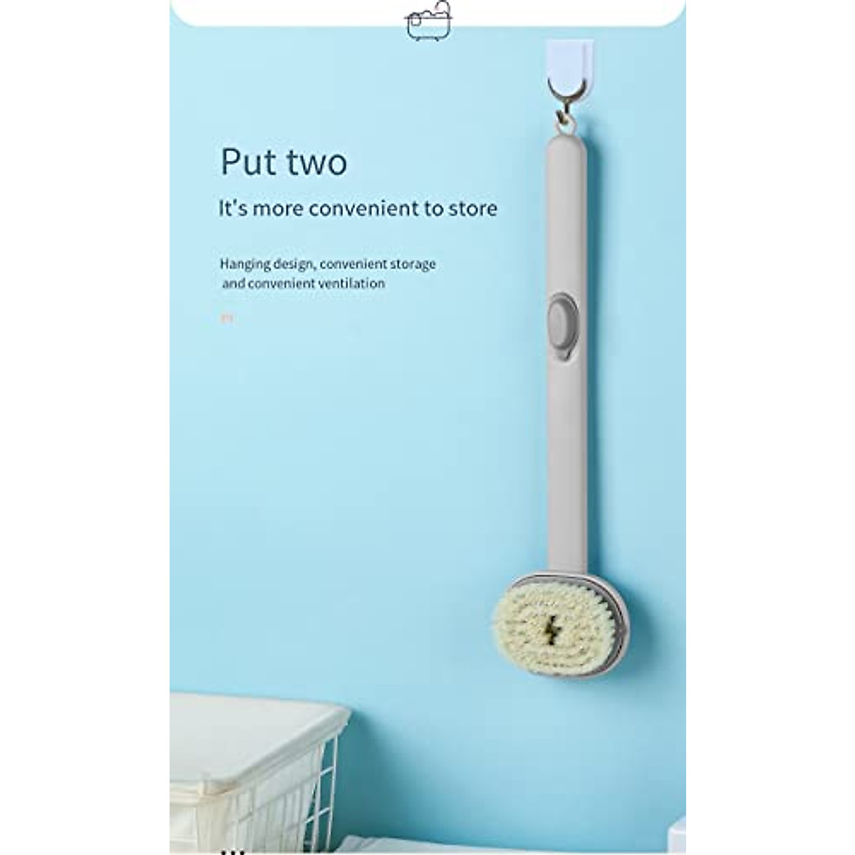 2 Pack Back Scrubber for Shower, Long Handled Shower Brush with Soap Dispenser, Back Brush Long Handle for Shower, Exfoliating Body Scrubber for Shower Brush with Soft Bristles(Grey, Pink)