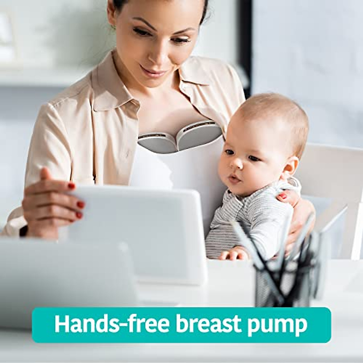 Teexin 2 Packs Wearable Breast Pump, Double Hands Free Electric S10 Pro, Wireless Breast Feeding Pump with 2 Modes, 9 Levels, LCD Display and Memory Function-24mm Flange Gray