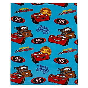Disney Cars Radiator Springs Blue and Red Lightning McQueen and Tow-Mater Super Soft Toddler Blanket