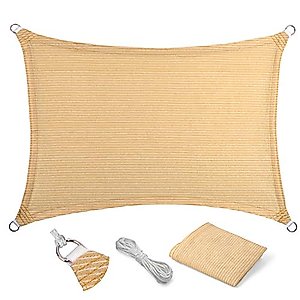 Eden's Decor Rectangular 6' X 8' Beige Sun Shade Sail UV-Blocking Outdoor Canopy Patio