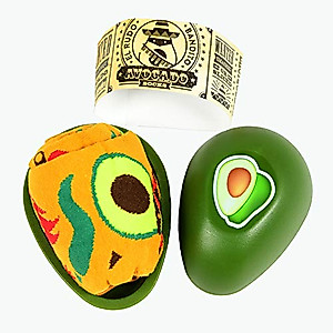 Clover Company Fun Novelty Sock - Avocado Saver - Gift for Teenage Girls, Boys, Men, Women - Birthday, Stocking Stuffer, Secret Santa, Cute Cool Fun Weird Stuff, Yellow, One Size