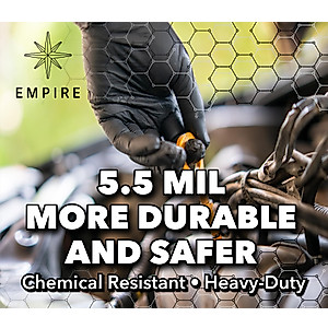 EMPIRE - Black Nitrile Exam Gloves Case - Premium - Non-Sterile - Powder Free - Single Use, Disposable - Latex Free - For Medical, Dental, Lab, Food Service, Home, Fentanyl Resistant, Small 1000 Count