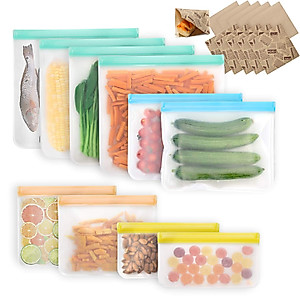 VECELO Reusable Storage Bags, Leakproof Storage Bag Sandwich Bags for Food, Travel, Home Organization, BPA FREE Resealable Lunch Bag for Meat Fruit Veggies