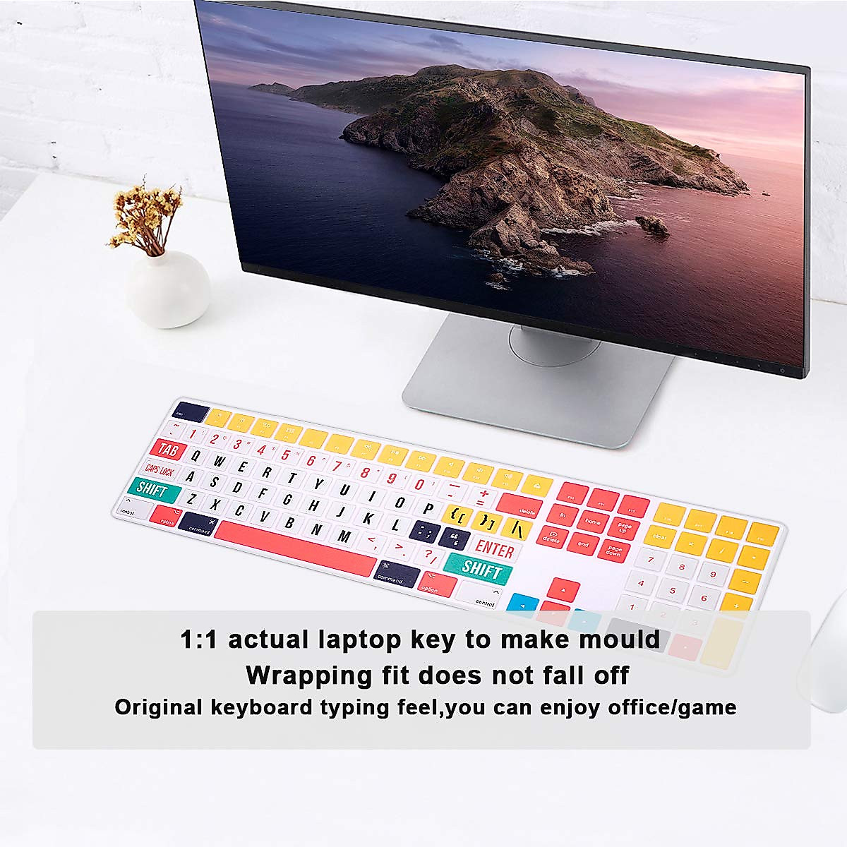 MMDW Ultra Thin Silicone Full Size Wireless Bluetooth Numeric Keyboard Cover Skin for iMac Magic Keyboard with Numeric Keypad MQ052LL/A A1843 2017 2018 Release US Layout(Creative Characters)