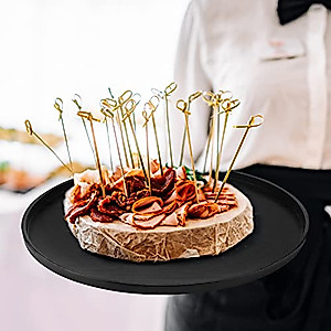 Round Natural Wood Serving Tray, 13inch Wooden Plate Platter Tea Food Dishes Water Drink for Countertop Kitchen Coffee Table Breakfast