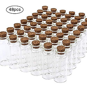 SUPERLELE Glass Bottles with Cork 48pcs 20ml Decorative Wish Bottles with 48pcs Eye Screws 3pcs Funnel
