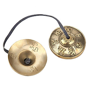Tibetan Meditation Bell Handcrafted Copper Tibetan Meditation Copper Bell Embossed Tibetan Yoga Meditation Yoga Bell with with Buddhist The Eight Auspicious Symbols(#1)