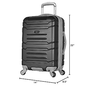 Olympia Denmark 21 Inch Expandable Carry On 4 Wheel Spinner Multiple Grip Luggage Suitcase with Aluminum Locking System and Interior Divider, Laptop compartment, Black