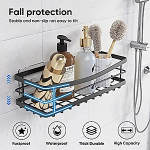 FRWUYU Shower Caddy,adhesive shower shelves Bathroom Shower Organizer Large capacity,[4-Pack],Shower Shelf for Inside Shower Rack,bathroom shower shelves,Matte Black