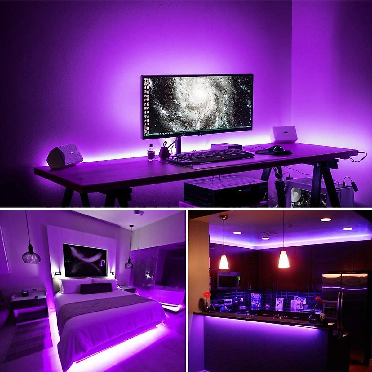 40 Foot Led Black Light Strip Kit, 720 Units Led, 12V Flexible Blacklight Fixtures, Non-Waterproof