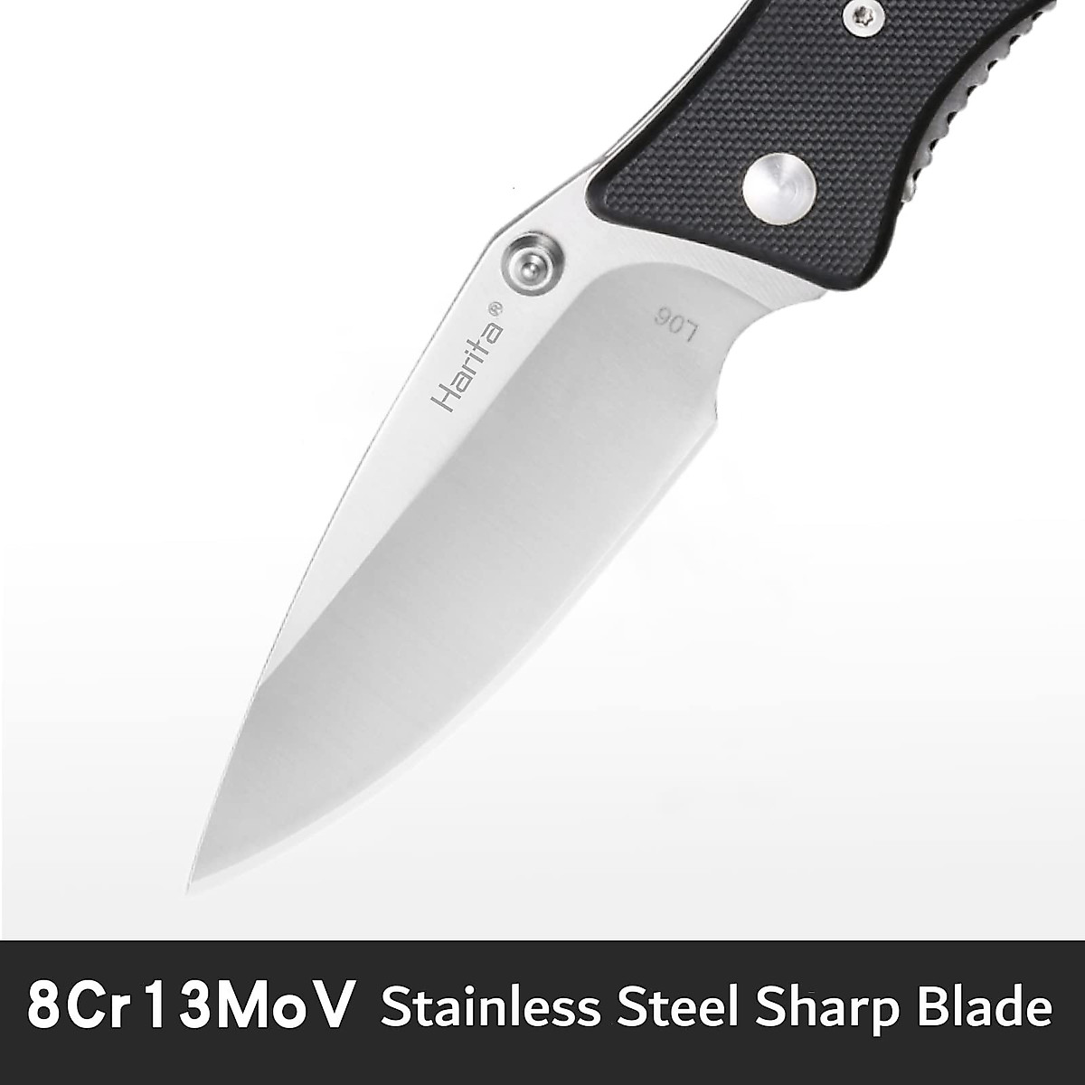 Folding Pocket Knife, 3 inch 8Cr13MoV Stainless Steel Blade, Safety Liner Lock, Pocket Clip, Manual Opening, G10 Handle, Perfect for Outdoor Camping and Everyday Carry, Black+Red