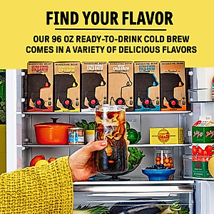 Wandering Bear Organic Caramel Cold Brew Coffee On Tap, 96 fl oz - Extra Strong, Smooth, Unsweetened, Shelf-Stable, and Ready to Drink Iced Coffee, Cold Brewed Coffee, Cold Coffee