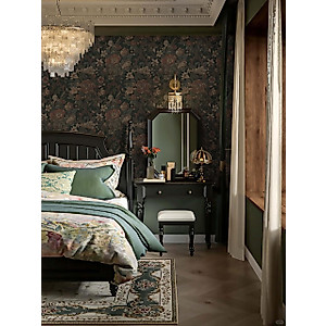 Dimoon 78.7"x16.1"Floral Peel and Stick Wallpaper Dark Green Vintage Flower Leaf Contact Paper Wallpaper for Bedroom Thicken Waterproof Self Adhesive Wall Paper Removable Shelf Liner Vinyl Roll