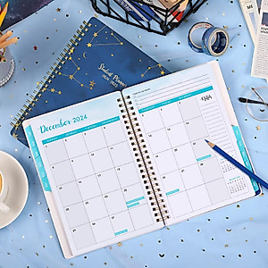 Student Planner 2024-2025 - School Planner, JUL 2024 - JUN 2025, 6.3" x 8.4", Monthly Weekly Planner/Agenda, Thick Paper + Holidays + 3-Hole Punched + Twin-Wire Binding, Stickers, Blue