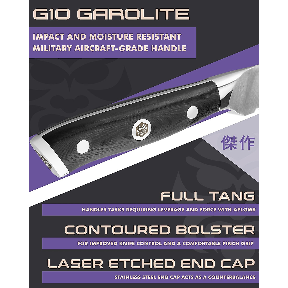 KESSAKU 5-Inch Steak Knife 4 Pack Set - Dynasty Series - Forged ThyssenKrupp German HC Steel - G10 Handle with Blade Guards