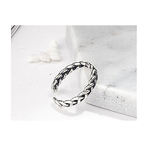Braided Celtic Love Knot Open Statement Rings Sterling Silver 925 Adjustable Twisted Ring Antique Vintage Eternity Promise Stacking Ring Finger Band for Women