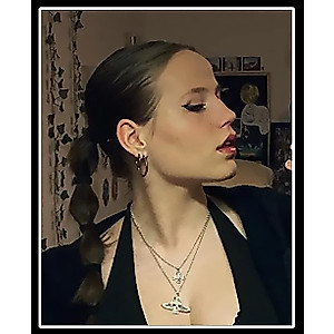 11Pcs Punk Vintage Necklace Set Goth Grunge Saturn Star Indie Butterfly Boho Crystal Y2k Cross Pendent Heart Wing Statement Choker for Women Men