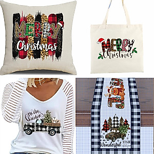 9 Sheets Christmas Iron on Transfers for T-Shirt Christmas Iron on Patches Heat Transfer Design Vinyl Stickers Decals Santa Claus Elk Appliques for Clothing T-Shirts Jackets Hoodies Pillow Covers