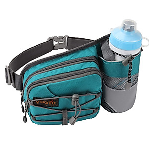 YUOTO Outdoor Fanny Pack with Water Bottle Holder for Walking Hiking Hydration Belt Waist Bag